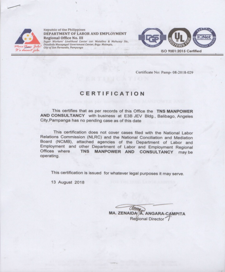 TNS Manpower & Consultancy | 0% fee for one month | Manpower Agency